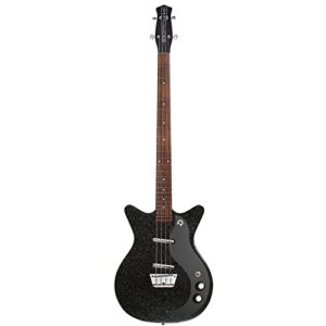 danelectro '59dc short scale bass guitar - black metalflake