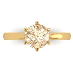 clara pucci 1.50 ct round cut solitaire natural brown morganite engagement bridal promise anniversary ring in 18k yellow gold size 3.5