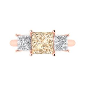 clara pucci 3.0 ct princess cut 3 stone solitaire natural brown morganite engagement promise anniversary bridal ring 18k rose gold 4.25