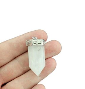 bohemian findings natural quartz gemstone crystal point pendant - gem083