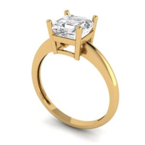 Clara Pucci 1.50 ct Asscher Cut Solitaire White Lab Created Sapphire Engagement Bridal Promise Anniversary Ring 18K Yellow Gold Size 3.5