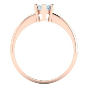 Clara Pucci 1.0 ct Pear Cut Solitaire Blue Simulated Diamond Engagement Wedding Bridal Promise Anniversary Ring 18K Rose Gold Size 7.75