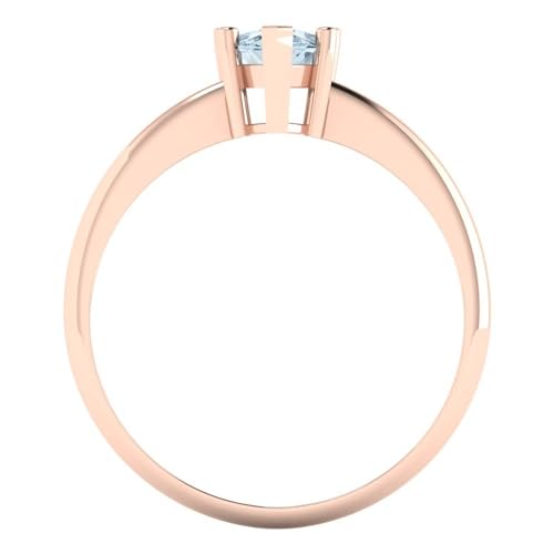 Clara Pucci 1.0 ct Pear Cut Solitaire Blue Simulated Diamond Engagement Wedding Bridal Promise Anniversary Ring 18K Rose Gold Size 7.75