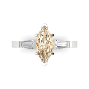 clara pucci 2 ct marquise cut 3 stone solitaire natural brown morganite engagement promise anniversary bridal ring 18k white gold 8.5