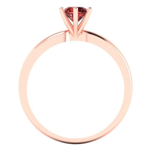 Clara Pucci 0.50 ct Round Cut Solitaire Natural VVS1 Red Garnet Engagement Wedding Bridal Promise Anniversary Ring 18K rose Gold Size 9