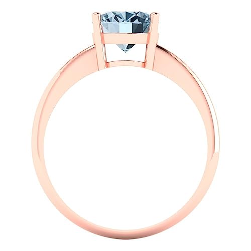 Clara Pucci 2.0 ct Oval Cut Solitaire Blue Simulated Diamond Engagement Wedding Bridal Promise Anniversary Ring 18K Rose Gold Size 4.25