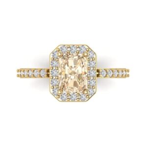 clara pucci 2.07 ct emerald cut solitaire halo natural brown morganite engagement promise anniversary bridal ring 18k yellow gold 7.5