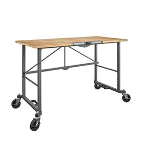 coscoproducts 66760dkg1e smartfold portable folding, hardwood top (400 pound weight capacity, dark gray) workbench desk, work, heath pine