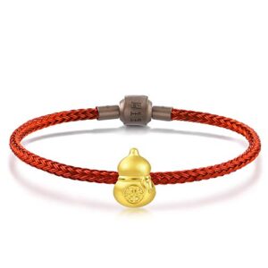 chow sang sang 999 24k solid gold 'hello world' gourd (wulu) charm bracelet for women 91360c