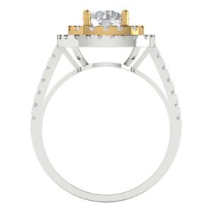 Clara Pucci 1.75ct Round Cut Solitaire Halo White Lab Created Sapphire Engagement Anniversary Bridal Ring 18K White & Yellow Gold 5.5