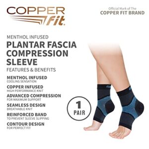 Copper Fit ICE Plantar Fascia Compression Foot and Ankle Sleeve Infused with Menthol, Large/X-Large, 1 Pair