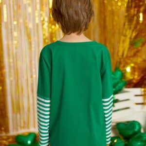 BesserBay Boy's Sanit Patricks Day Clover Shirt Irish Long Sleeve Green Top for Girls 9-10 Years