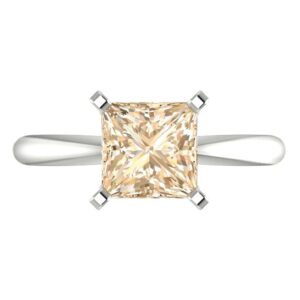 clara pucci 2.0 ct princess cut solitaire natural brown morganite engagement bridal promise anniversary ring 18k white gold size 6.75