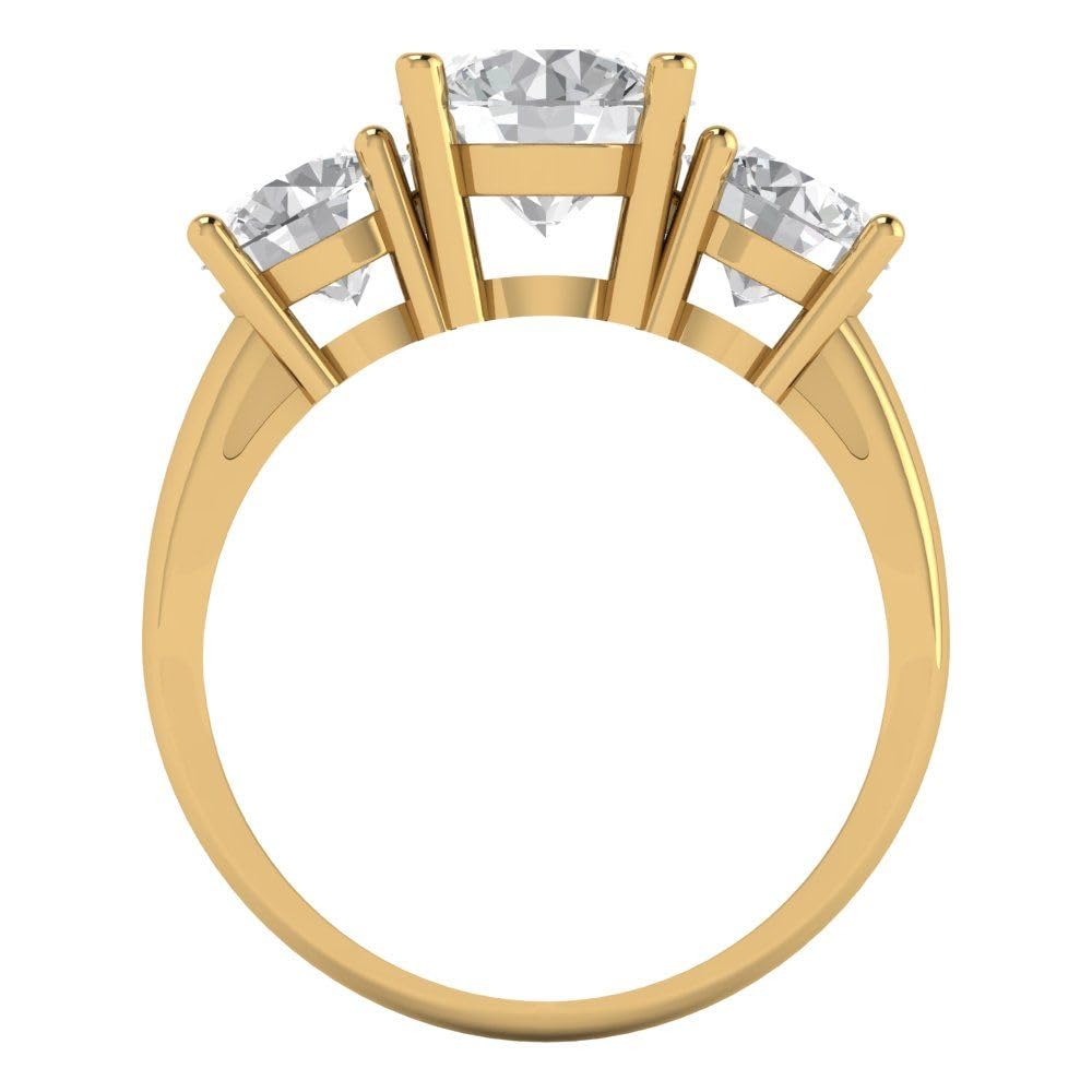 Clara Pucci 3.25 ct Round Cut 3 stone Genuine White Lab Created Sapphire Engagement Promise Anniversary Bridal Ring 18K Yellow Gold 10.5