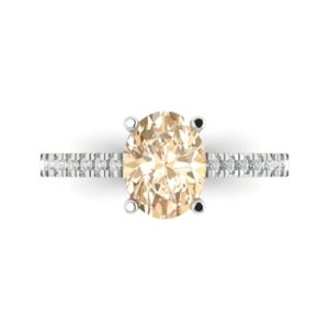 clara pucci 2.81 ct oval cut solitaire w/accent natural brown morganite art deco bridal wedding statement ring 18k white gold size 6.5