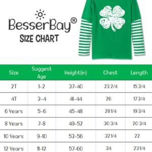 BesserBay Boy's Sanit Patricks Day Clover Shirt Irish Long Sleeve Green Top for Girls 9-10 Years