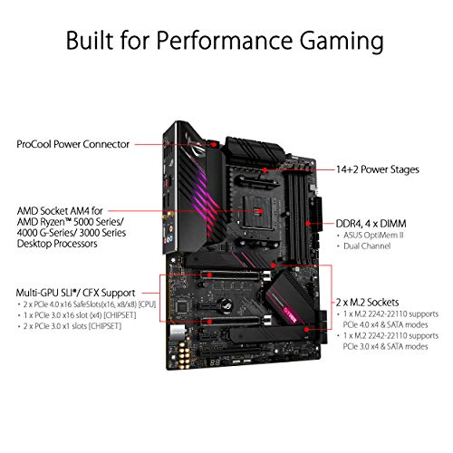 ASUS ROG Strix AMD AM4 ATX Motherboard - WiFi 6, 2.5Gb LAN, 16 Power Stages, Bundled Hyper M.2 Gen 4 Card, Addressable RGB