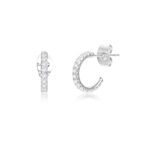 lancharmed small open hoop earrings for women | hypoallergenic sterling silver post hoops earring second hole stone hoops cz hoops