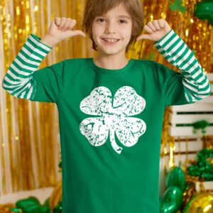 BesserBay Boy's Sanit Patricks Day Clover Shirt Irish Long Sleeve Green Top for Girls 9-10 Years