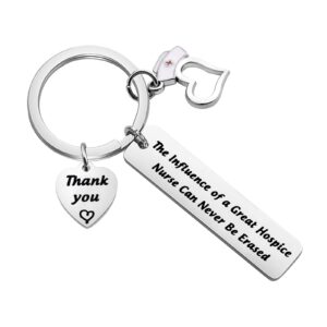 feelmem hospice nurse gift nurse thank you gift the influence of a great hospice nurse can never be erased keychain nursing jewelry nurse life gift for hospice nurses (the influence -keychian)