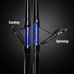 Fiblink Saltwater Fishing Rod Carbon Fiber Jigging Rod with 2 Piece Twin-Tip Spinning & Casting Portable Travel Fishing Jig Rod (Blue 5'6" 30-50lbs 2pcs)