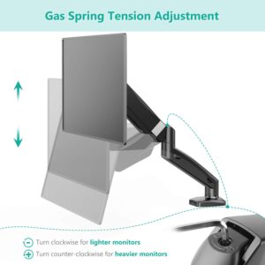 WALI Single Monitor Arm Mount Stand Fully Adjustable Gas Spring Arm Desk Mount Swivel Bracket with C Clamp, Grommet Mounting Base for Display Up to 32 Inch,19.8lbs. Capacity (GSMP001), Matte Black