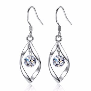 silver dangle earrings for women hypoallergenic cute fashion teardrop drop earrings sparkly nickel free crystal hanging dangly dangling earrings jewelry for women(transparent)