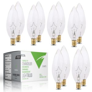 bulbmaster blunt tip decorative candle light bulbs ctc chandelier bulbs torpedo tip incandescent light bulbs, e12 candelabra light bulb base, soft white, pack of 12 (25w-torpedo-12pk)