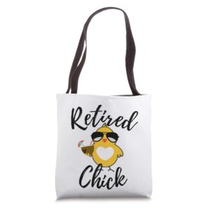 retired chick funny beach vacation womens retirement gift tote bag