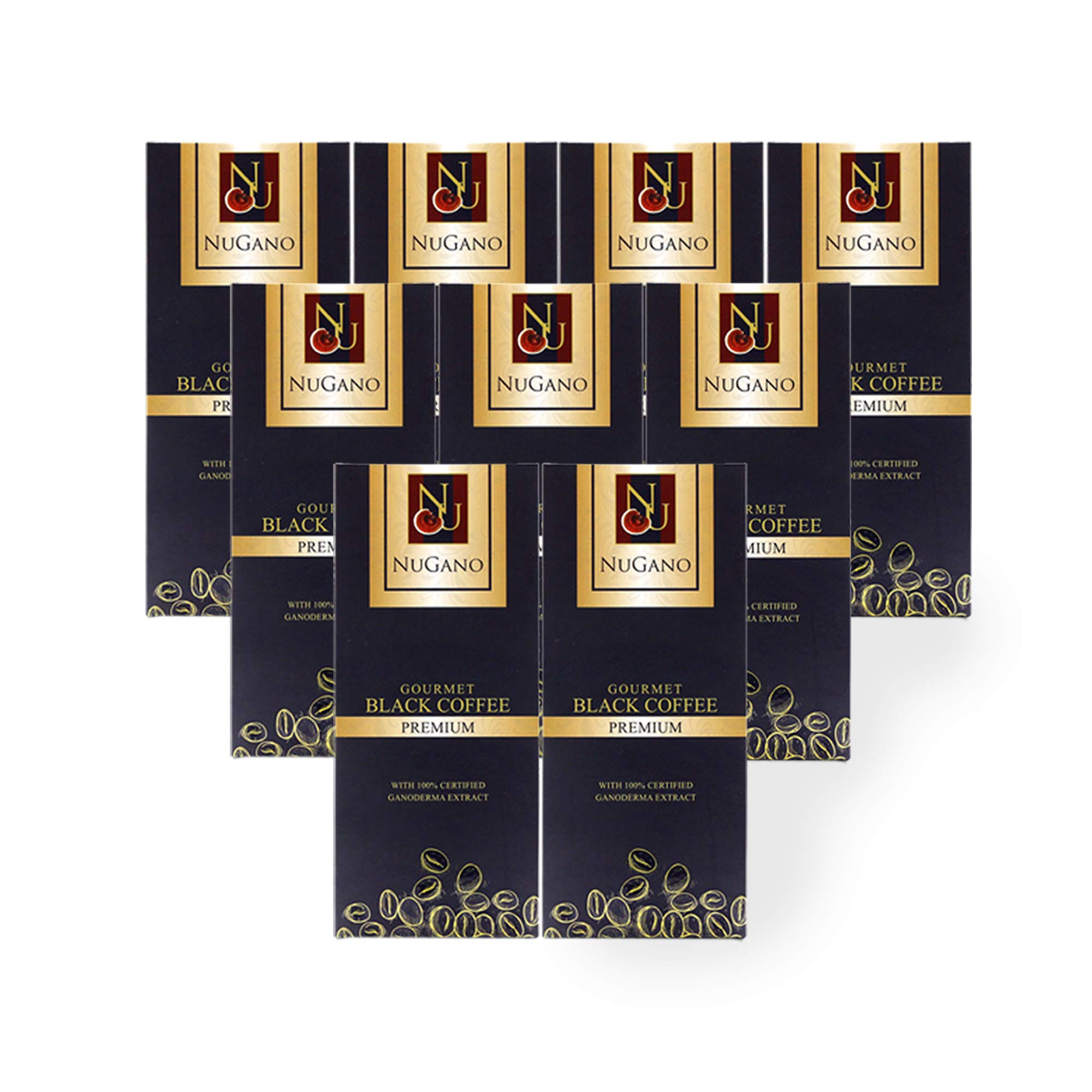 Nugano Black Coffee Pack of 9 - 100% Certified Ganoderma Lucidium Extract Bold and Flavorful Healthy Gourmet Instant Coffee 30's per box