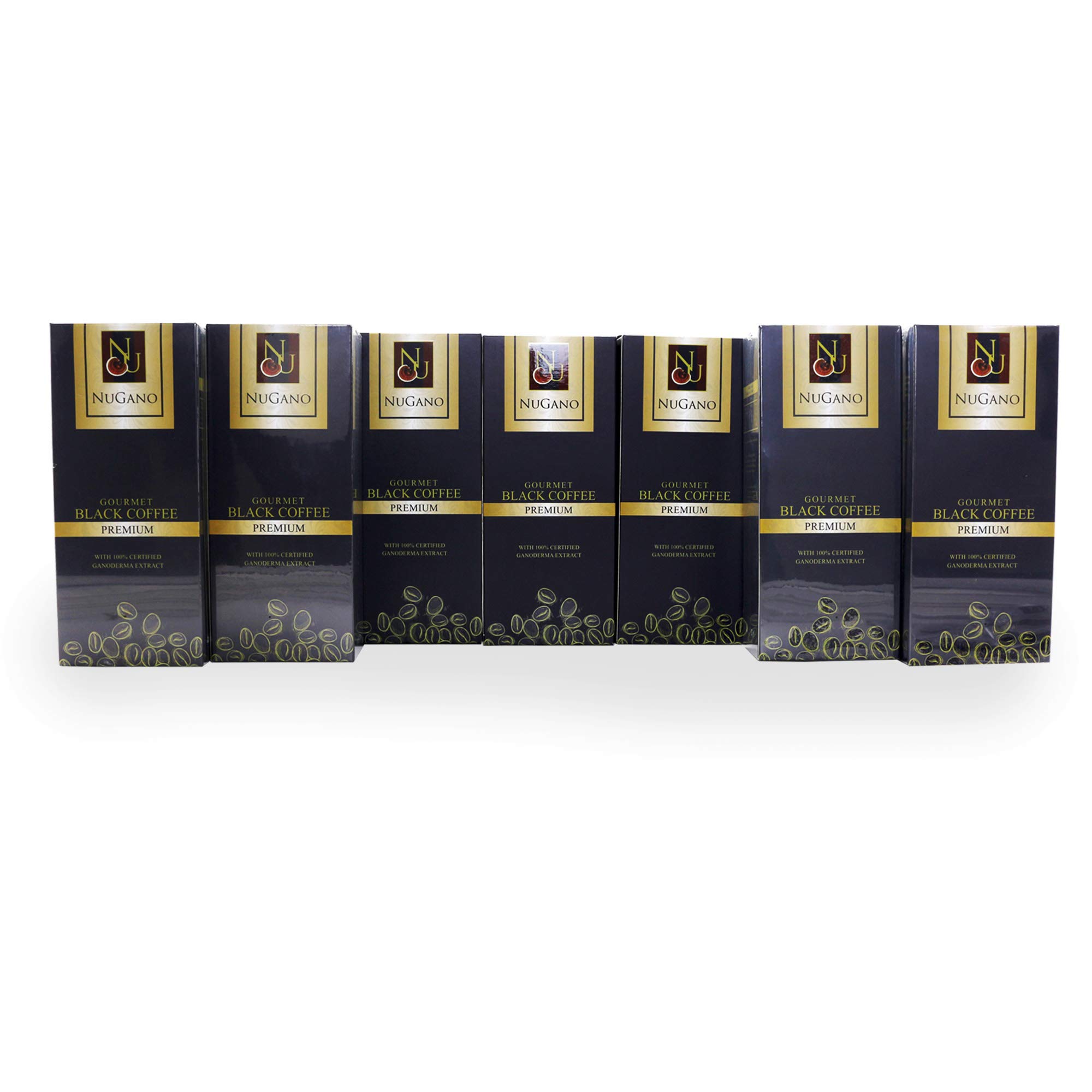 Nugano Black Coffee Pack of 7 - 100% Certified Ganoderma Lucidium Extract Bold and Flavorful Healthy Gourmet Instant Coffee 30's per box