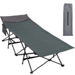 camabel folding camping cots for adults heavy duty 79”x31” extra wide potable sleeping cots for adults supports 400 lbs cot bed for backpacking travel beach office with side pocket and carry bag green