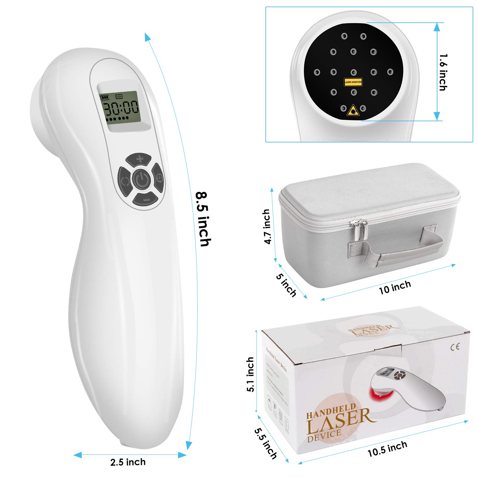 Yofalo Portable Handheld Red light Device,3x808nm+12x650nm.Multi-speed regulation with pulse function