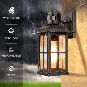 Motion Sensor Outdoor Light - Advanced Dusk to Dawn Exterior Lantern Fixtures Wall Sconce, Waterproof Porch Light Fixtures Wall Mount for Entryway Garage, Anti-Rust 100% Aluminum