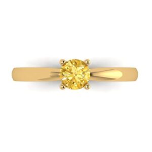 clara pucci 0.50ct round cut solitaire natural yellow citrine engagement bridal promise anniversary ring in 18k yellow gold size 8.75