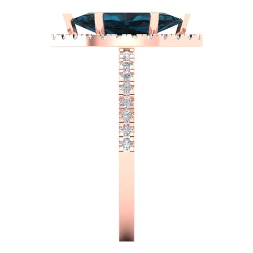 Clara Pucci 2.38 ct Marquise Cut Solitaire Halo Natural London Blue Topaz Engagement Promise Anniversary Bridal Ring 18K Rose Gold 5.5