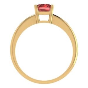 Clara Pucci 1.0 ct Radiant Cut Solitaire Natural VVS1 Red Garnet Engagement Bridal Promise Anniversary Ring 18K Yellow Gold Size 9.75