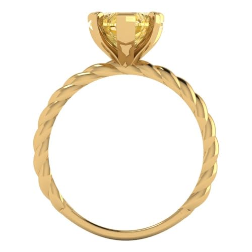 Clara Pucci 2ct Heart Cut Solitaire Rope Twisted Knot Natural Yellow Citrine Engagement Promise Anniversary Ring 18K Yellow Gold 10.5