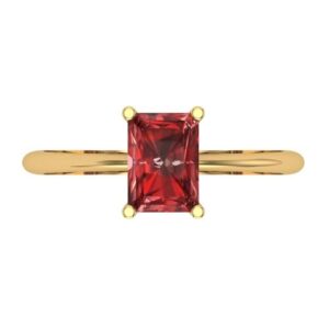 clara pucci 1.0 ct radiant cut solitaire natural vvs1 red garnet engagement bridal promise anniversary ring 18k yellow gold size 9.75