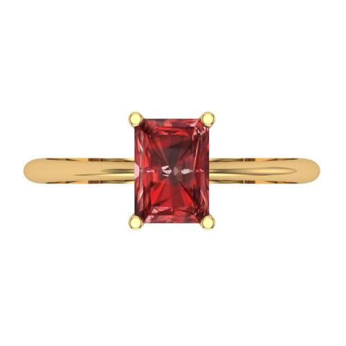 Clara Pucci 1.0 ct Radiant Cut Solitaire Natural VVS1 Red Garnet Engagement Bridal Promise Anniversary Ring 18K Yellow Gold Size 9.75