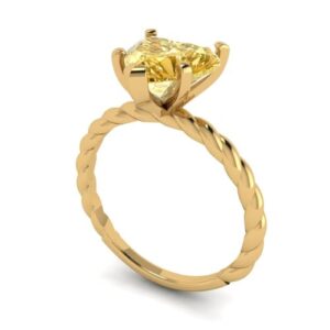 Clara Pucci 2ct Heart Cut Solitaire Rope Twisted Knot Natural Yellow Citrine Engagement Promise Anniversary Ring 18K Yellow Gold 10.5