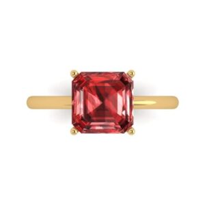 clara pucci 2.5 ct asscher cut solitaire natural vvs1 red garnet engagement bridal promise anniversary ring 18k yellow gold size 7.75