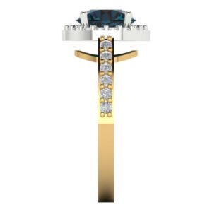 Clara Pucci 2.40ct Round Cut Solitaire Halo Natural London Blue Topaz Engagement Anniversary Bridal Ring 18K Yellow White Gold 5.5