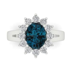 clara pucci 2.36 ct oval cut solitaire halo natural london blue topaz engagement promise anniversary bridal ring 18k white gold 8.25