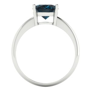 Clara Pucci 2.5ct Oval Cut Solitaire Natural London Blue Topaz Engagement Bridal Promise Anniversary Ring 18K White Gold Size 6.5