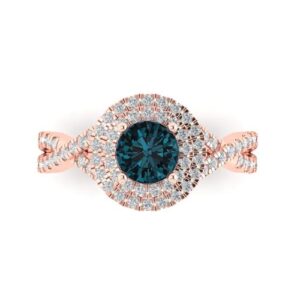 clara pucci 1.40 ct round cut solitaire halo natural london blue topaz engagement promise anniversary bridal ring 18k rose gold 8.5