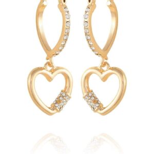 GUESS Gold-Tone Dangle Heart Charm Mini Hoop Earrings