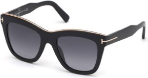 tom ford ft0685 julie 01c 52mm shiny black/gradient smoke w. silver flash geometric square sunglasses for women + bundle with designer iwear eyewear kit