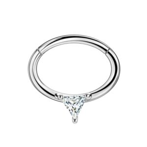 fansing surgical steel triangular cubic zirconia septum clicker silver septum piercing rings 16g septum jewelry 8mm oval septum ring hoop