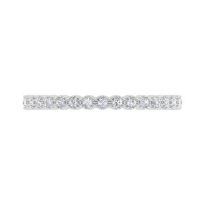 1/5 Carat Bezel Set Diamond Wedding Band Ring in 14K White Gold - IGI Certified (Ring Size 6.75) (I1-I2 Clarity)